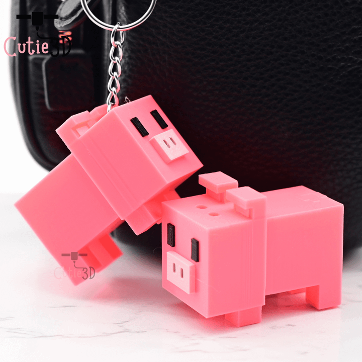 3D Printable Cutie3D Minecraft Pig Keycap Fidget Clicker Keychain ...