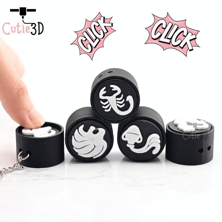 3D Printable Cutie3D Zodiac Signs Keycap Fidget Clicker Keychain - Cute ...