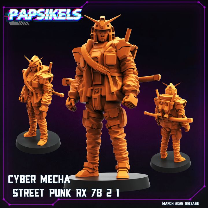 3D Printable CYBER MECHA STREET PUNK RX 78 2 1 by PAPSIKELS MINIATURES