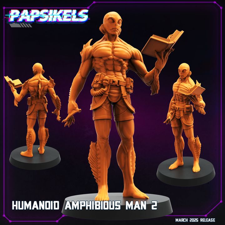 3D Printable HUMANOID AMPHIBIOUS MAN 2 3 by PAPSIKELS MINIATURES