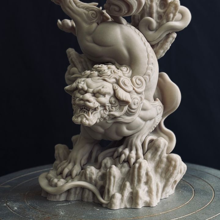 3D Printable Foo dog Japanese mythological figure by Golden Kaeru