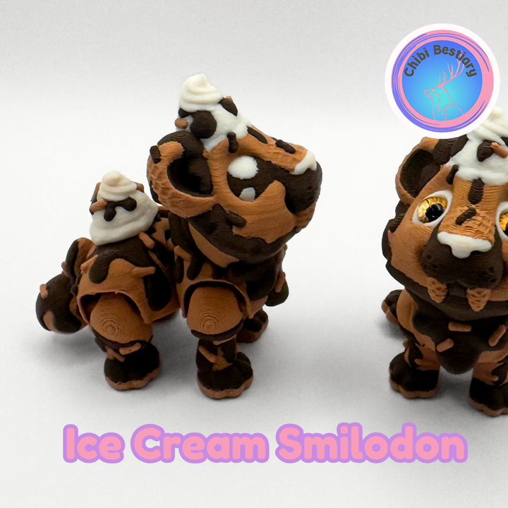 3D Printable Ice Cream Smilodon Flexi by ChibiBestiary