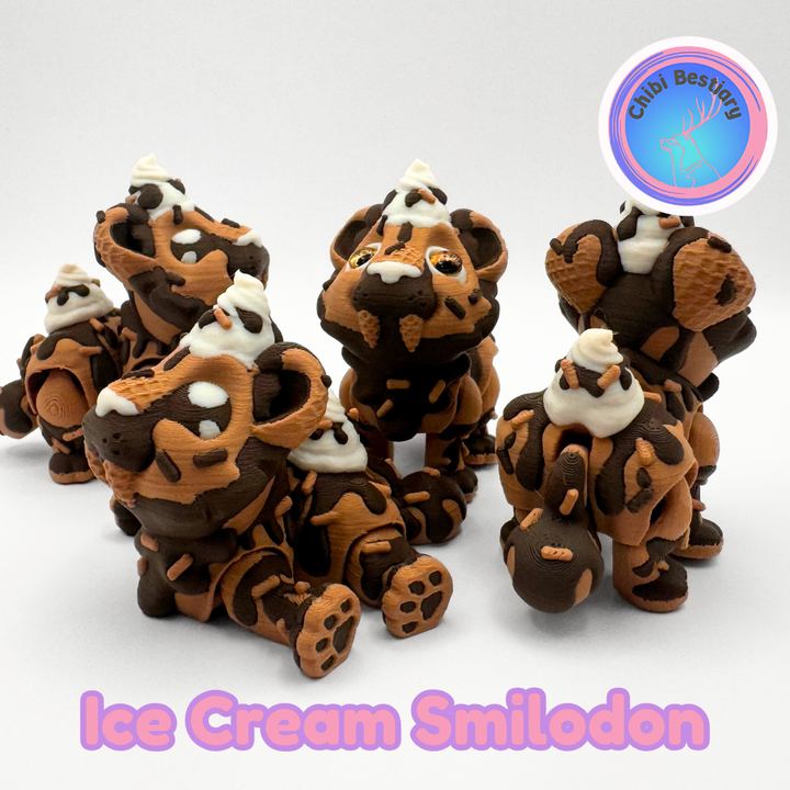 3D Printable Ice Cream Smilodon Flexi by ChibiBestiary