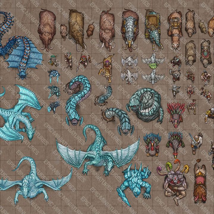 3D Printable Ice Age Madness Virtual Tabletop Token Set / VTT Tokens ...