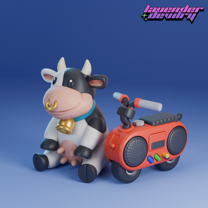 3D Printable Moolissa Moomoo Kart World Video Game Cow by Lavender Devilry