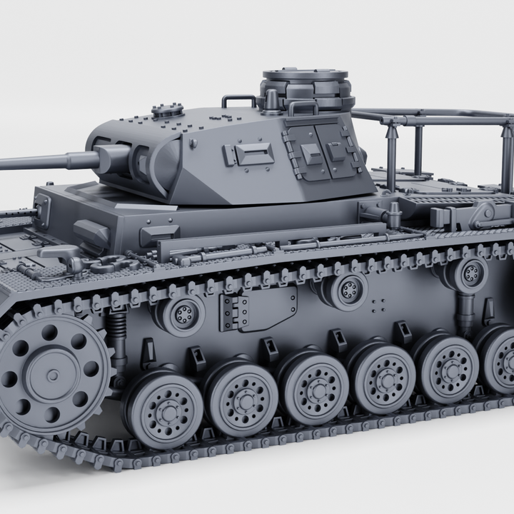 3D Printable Panzerbefehlswagen III Ausf.E (command tank) + 3 Tankmen ...