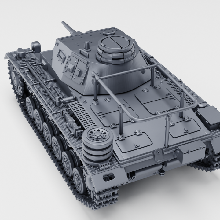 3D Printable Panzerbefehlswagen III Ausf.E (command tank) + 3 Tankmen ...