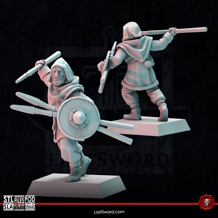 3D Printable Anglo-Saxons Fyrd with Javalins by LastSword Miniatures