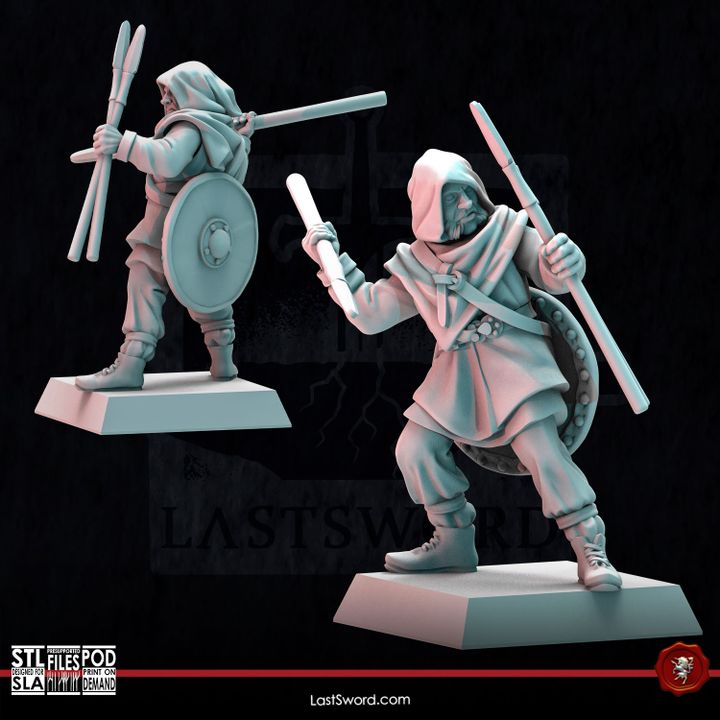 3D Printable Anglo-Saxons Fyrd with Javalins by LastSword Miniatures