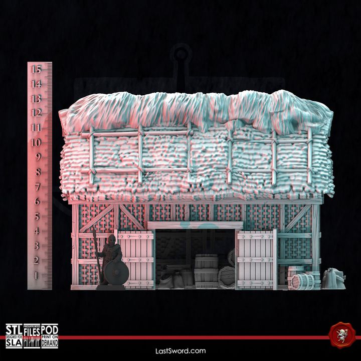 3D Printable Anglo-Saxon Barn with Sacks and Barrels by LastSword ...