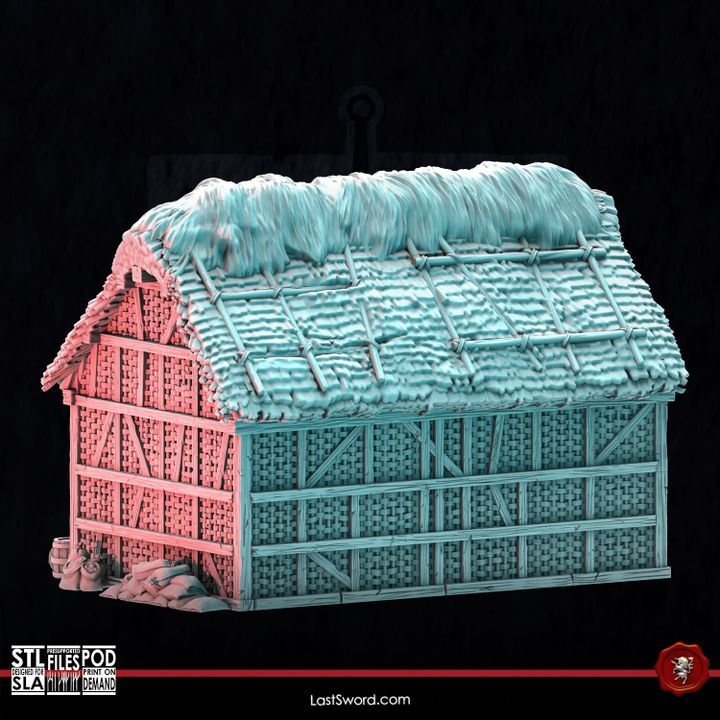 3D Printable Anglo-Saxon Barn with Sacks and Barrels by LastSword ...
