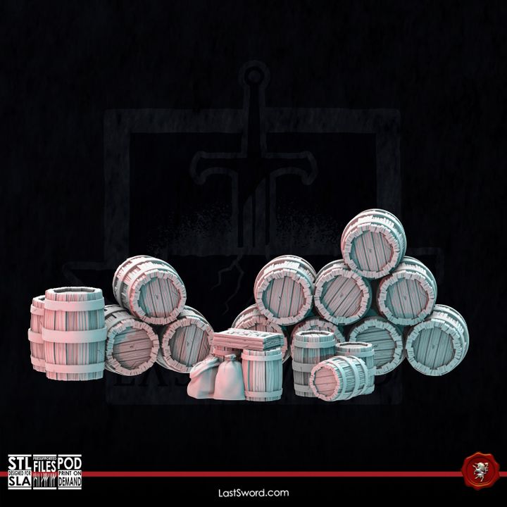 3D Printable Anglo-Saxon Barn with Sacks and Barrels by LastSword ...