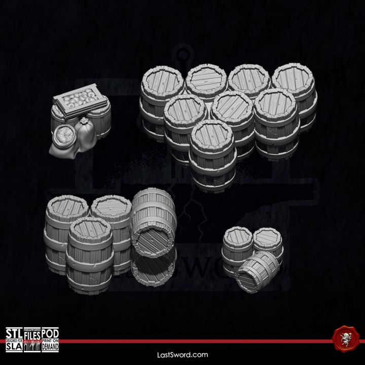 3D Printable Anglo-Saxon Barn Barrels by LastSword Miniatures