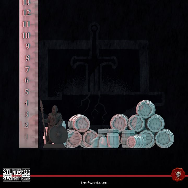 3D Printable Anglo-Saxon Barn Barrels by LastSword Miniatures