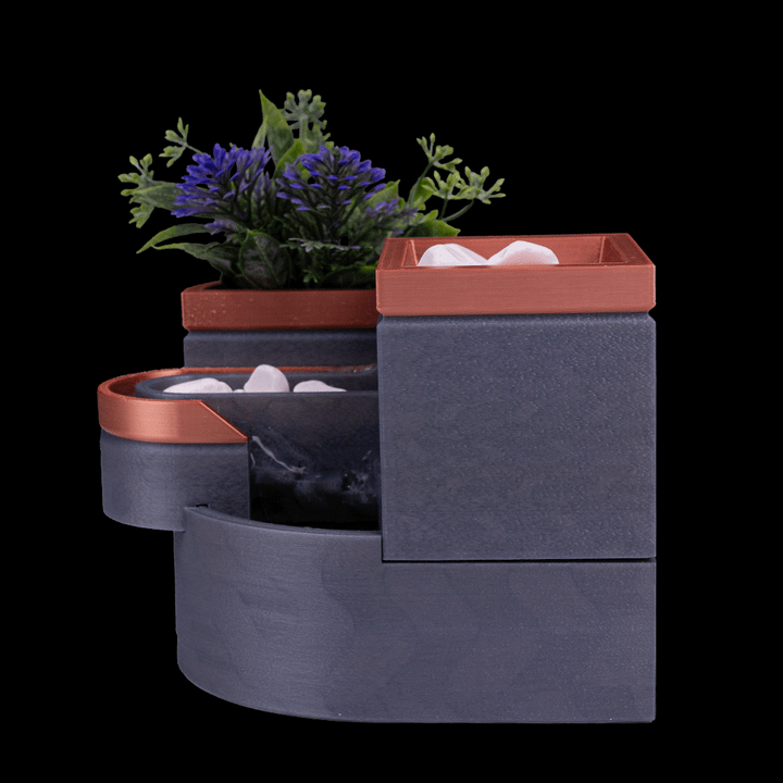 3D Printable Form and Foliage Tabletop Fountain & Planter by Stlflix