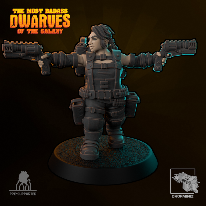 3D Printable Sci-Fi Female Dwarf Commandos by DropMiniz
