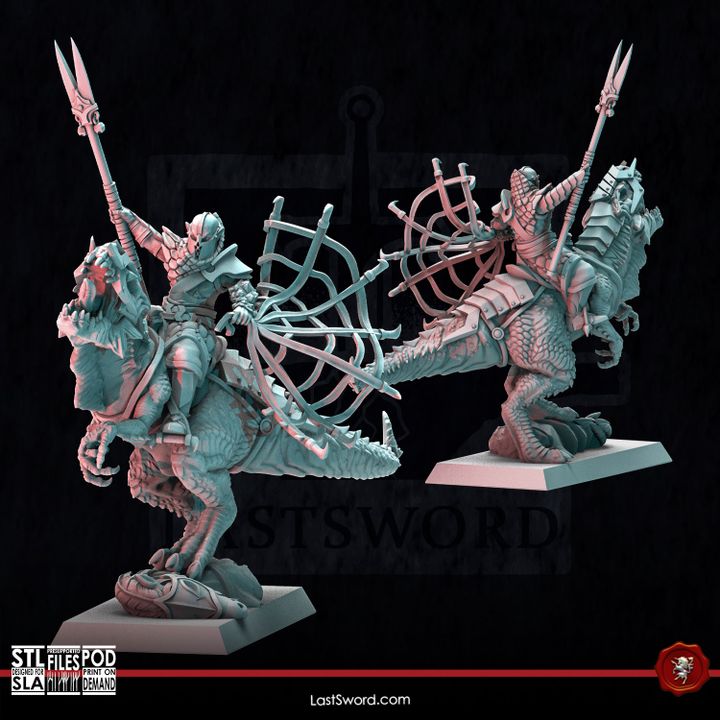 3D Printable Beastmaster on raptor by LastSword Miniatures