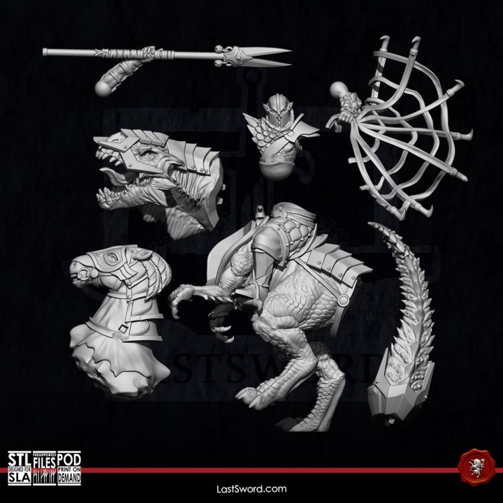 3D Printable Beastmaster on raptor by LastSword Miniatures