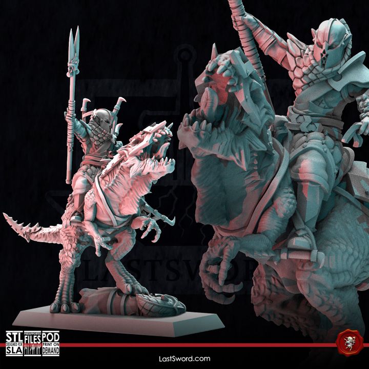 3D Printable Beastmaster on raptor by LastSword Miniatures