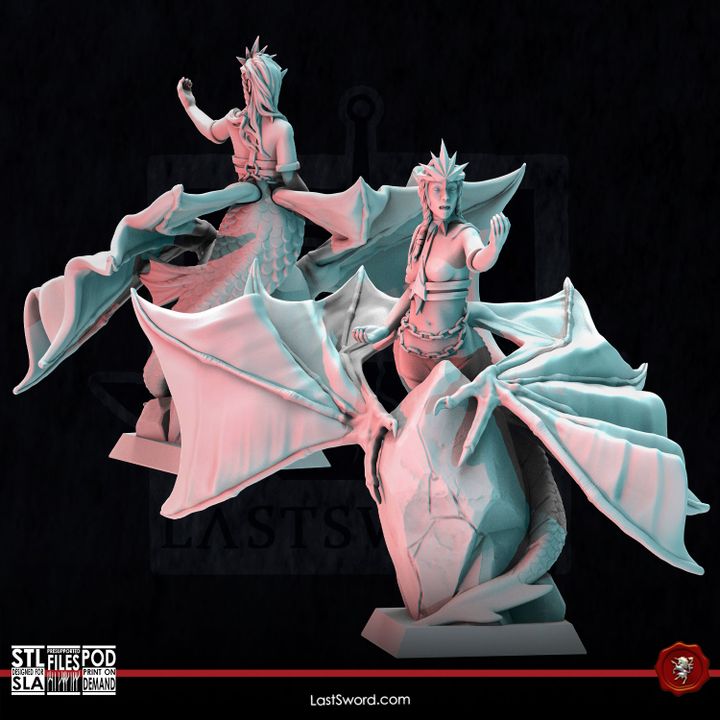 3D Printable Abyssal Harpies by LastSword Miniatures