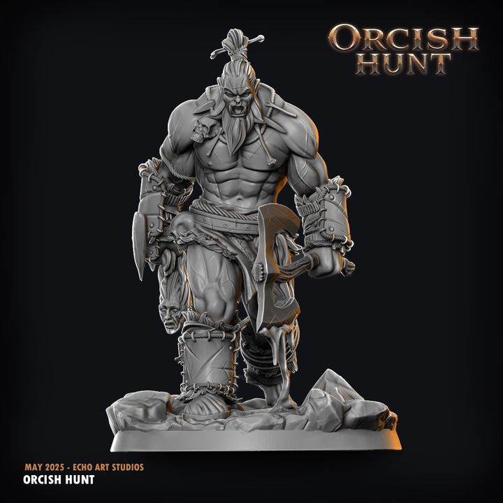 3D Printable Miniature Orc Leader by Echo Art Studios