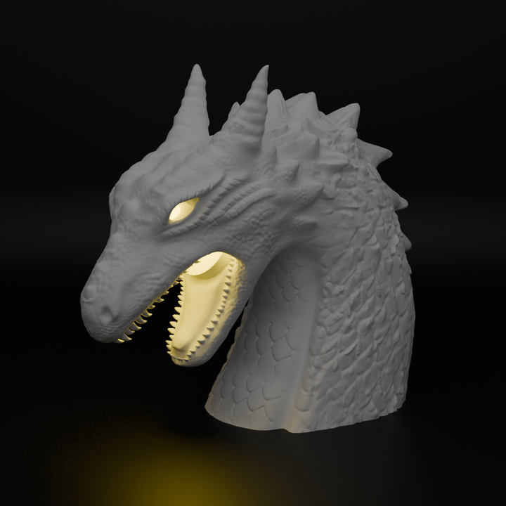 3D Printable Dragon Head LED Tea Light by MysticMesh3D