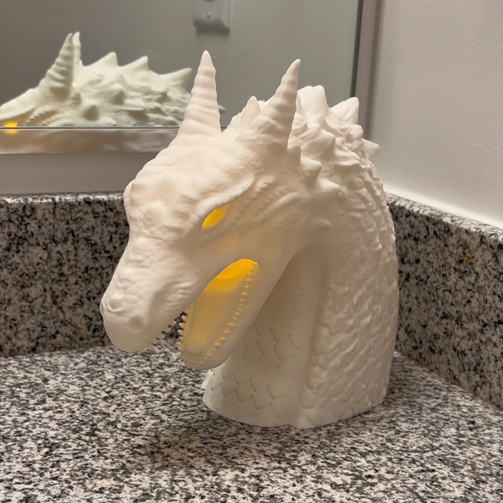 3D Printable Dragon Head LED Tea Light by MysticMesh3D