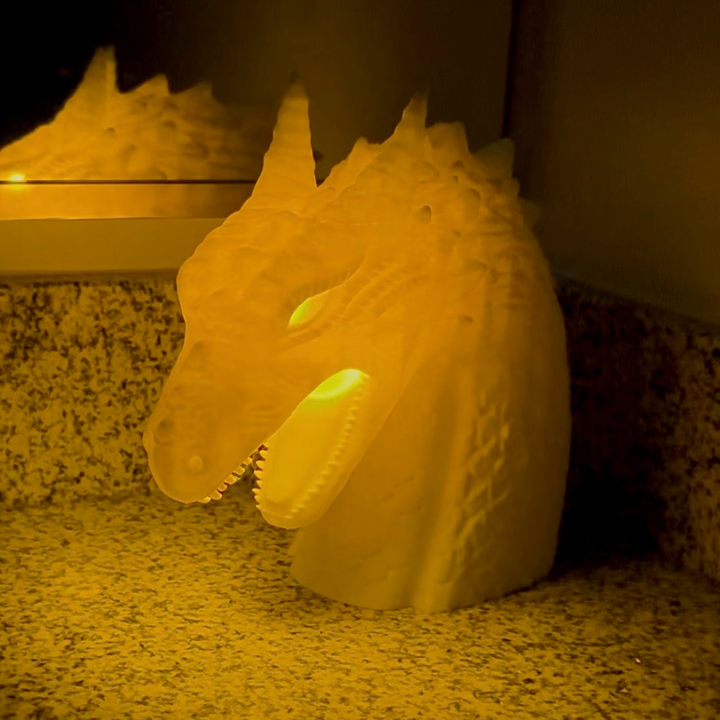 3D Printable Dragon Head LED Tea Light by MysticMesh3D
