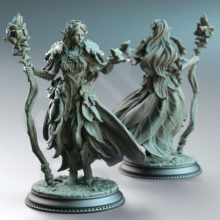 3D Printable Feywalker Elf Druid - Synoria the Noble Hearted by DM Stash