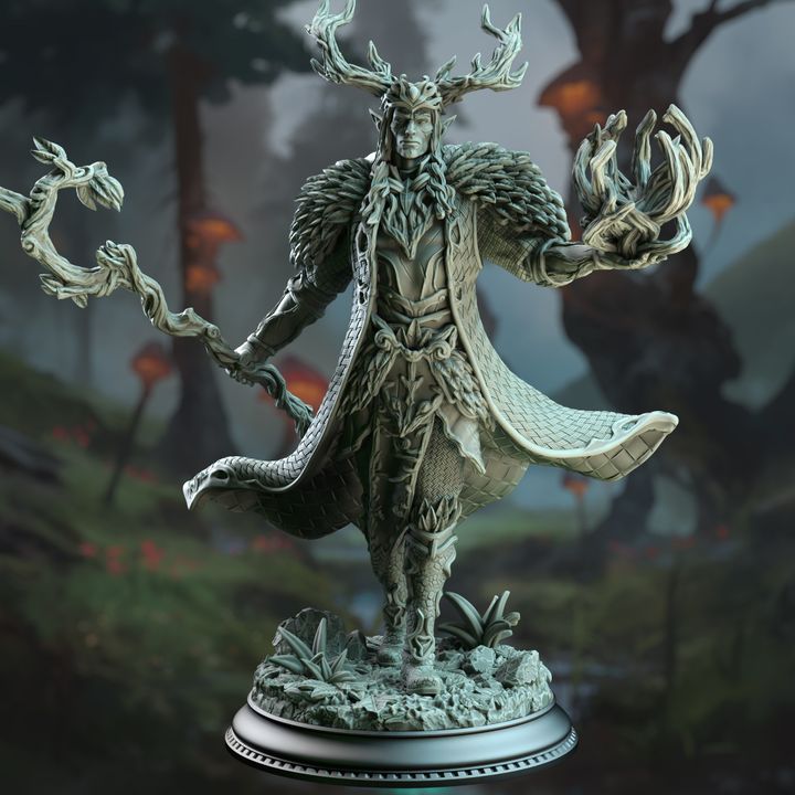 3D Printable Fey Touched Elf Lord - Pontifax the Emerald Eyed by DM Stash
