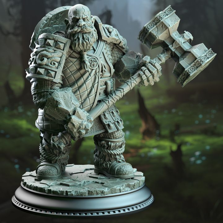 3D Printable Earth Genasi Dwarf Cleric - Kilroy of Voksnja by DM Stash