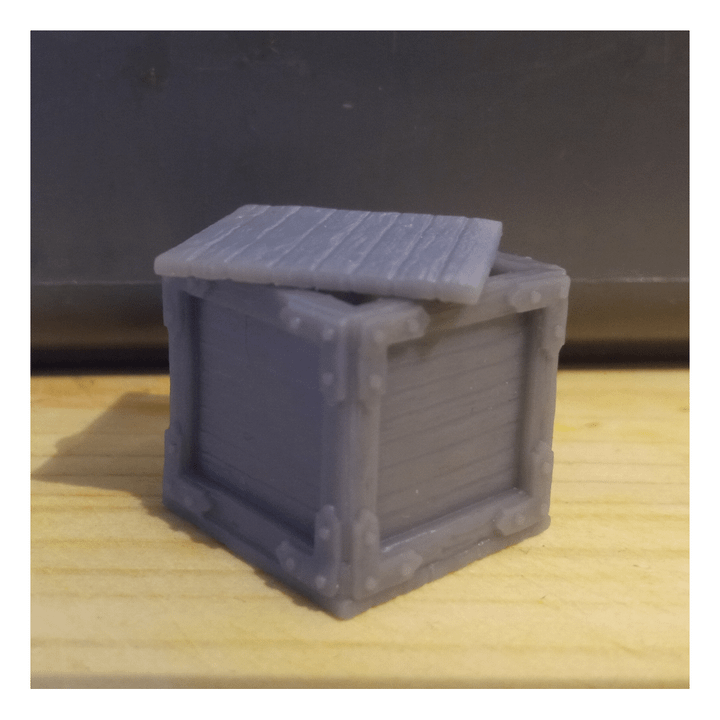 3D Printable Wooden Crate with separate lid by TerrainDoc