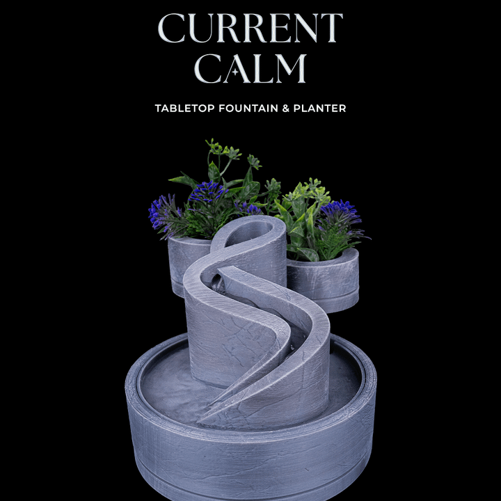 3D Printable Current Calm Tabletop Fountain & Planter by Stlflix