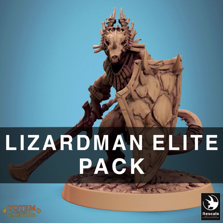 3D Printable Pack Lizardman Elite Warfang by Rescale Miniatures