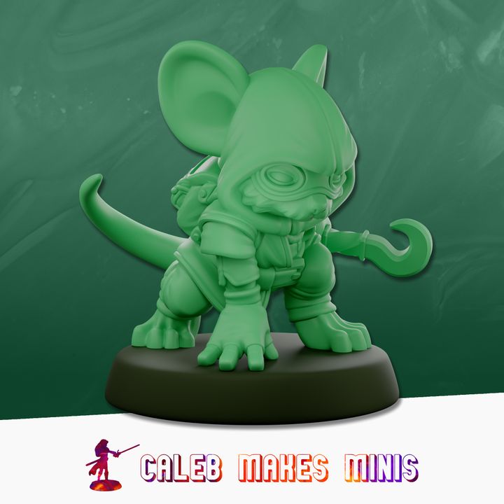 3D Printable "Skenfrith" - Mousefolk Rogue [PRE-SUPPORTED] | Experts Group by Caleb Makes Minis