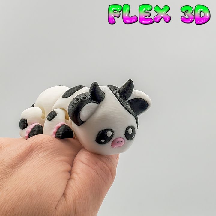 3D Printable Flex 3D Cow Baby Chunkies with Cream Can by Flex 3D