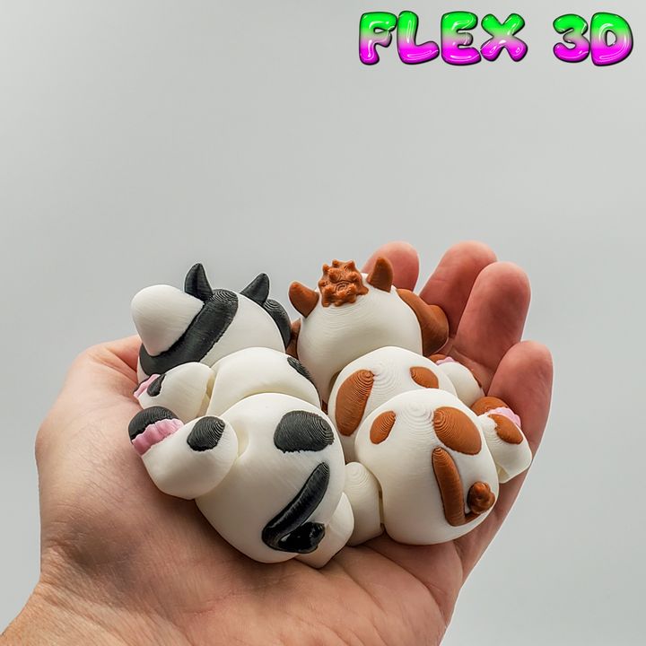 3D Printable Flex 3D Cow Baby Chunkies with Cream Can by Flex 3D