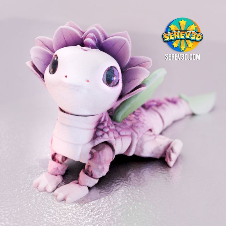 3D Printable Lilac Flower Dragon - Fantasy Creature - Articulated Flexi ...