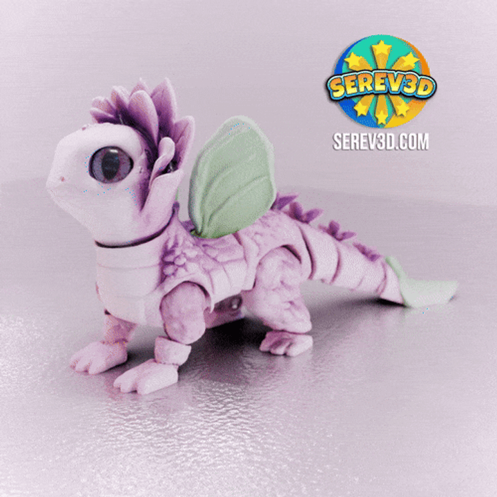 3D Printable Lilac Flower Dragon - Fantasy Creature - Articulated Flexi ...