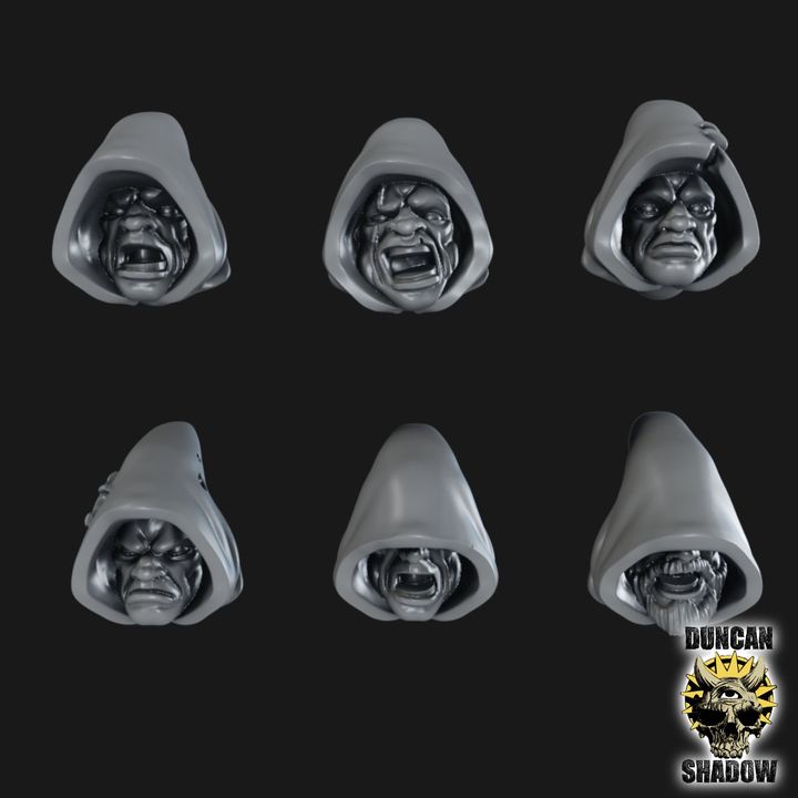 3D Printable Ranger Human Head set2, Hooded (Pre Supported) by Duncan ...