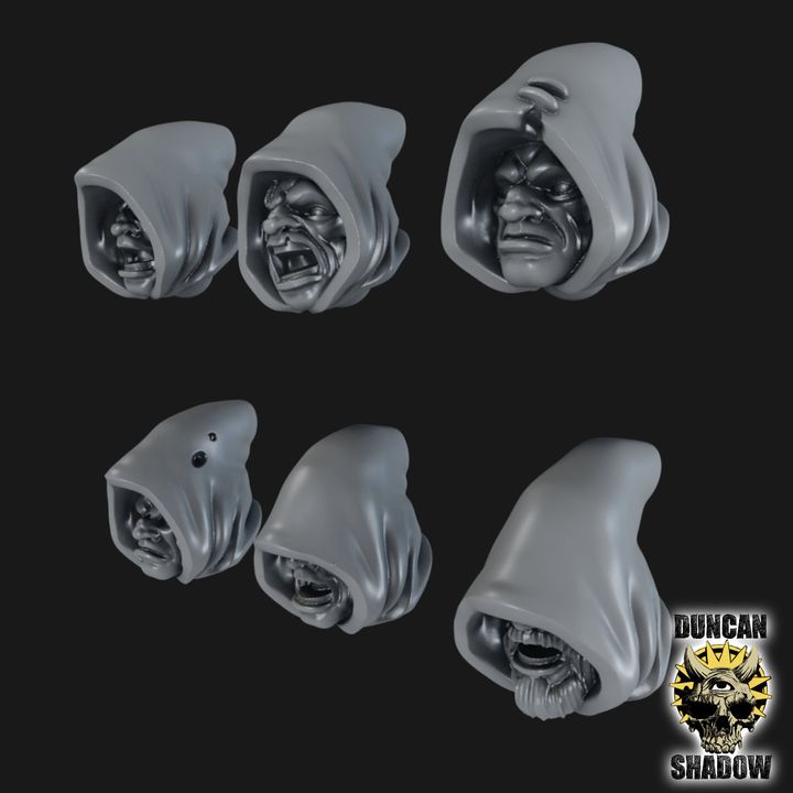 3D Printable Ranger Human Head set2, Hooded (Pre Supported) by Duncan ...