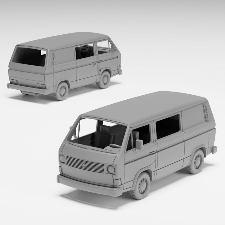 3D Printable VW T3 Panel Van- H0 scale van model kit by ScaleHQ