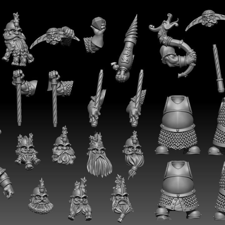 3D Printable Dwarf Miners by Matteo Donzelli