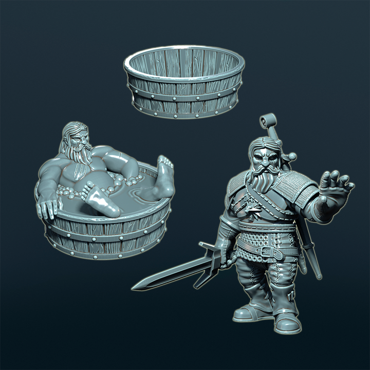 3D Printable Dwarf Witcher (2 variants) by Moonshine Miniatures