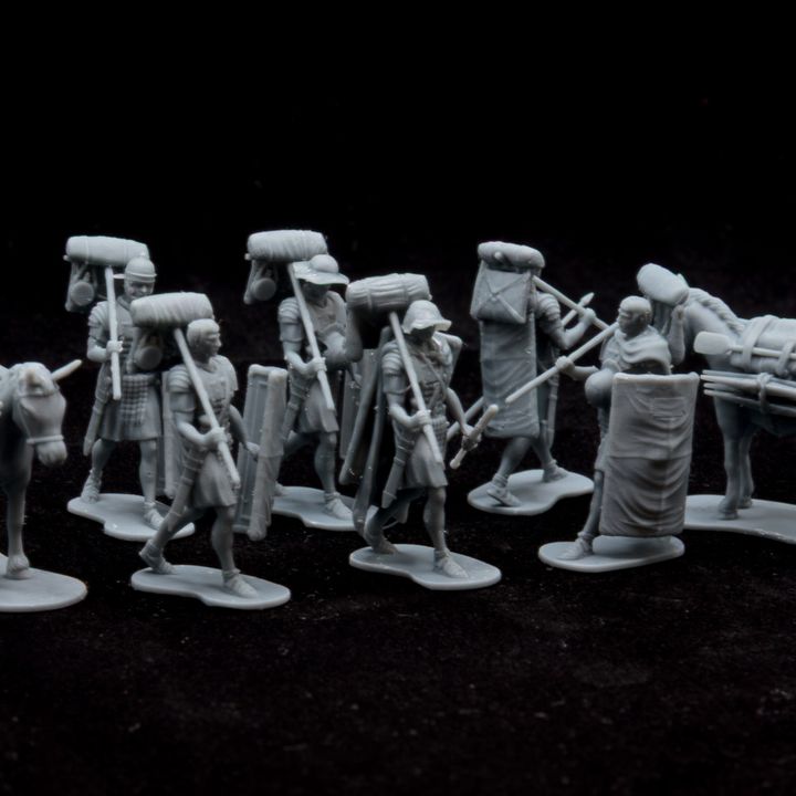 3D Printable 28mm Roman Imperial Legionaries Marching with Mule by ...