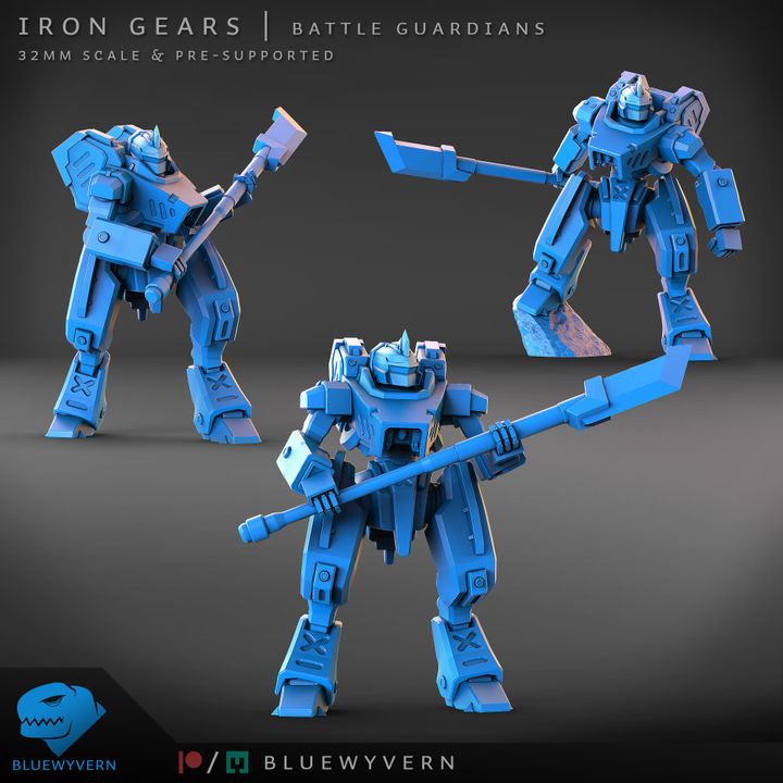 3D Printable Iron Gears - Battle Guardians by BlueWyvern