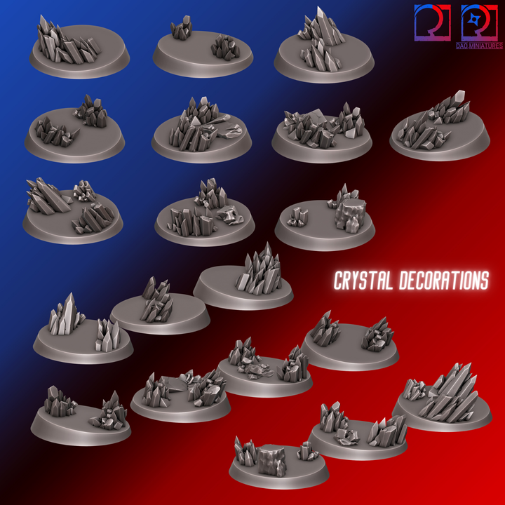 3D Printable 20 Crystal Decorations by DAOMiniatures