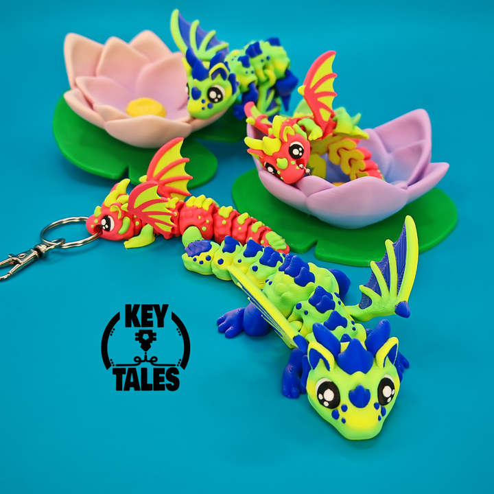 3D Printable The Dragon Claire & Lotus (flexi keychain, mini, standard ...