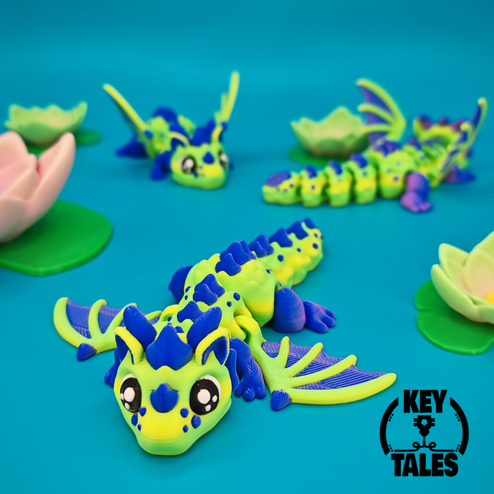 3D Printable The Dragon Claire & Lotus (flexi keychain, mini, standard ...