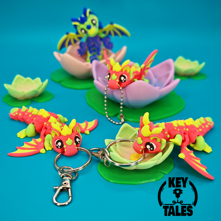 3D Printable The Dragon Claire & Lotus (flexi keychain, mini, standard ...